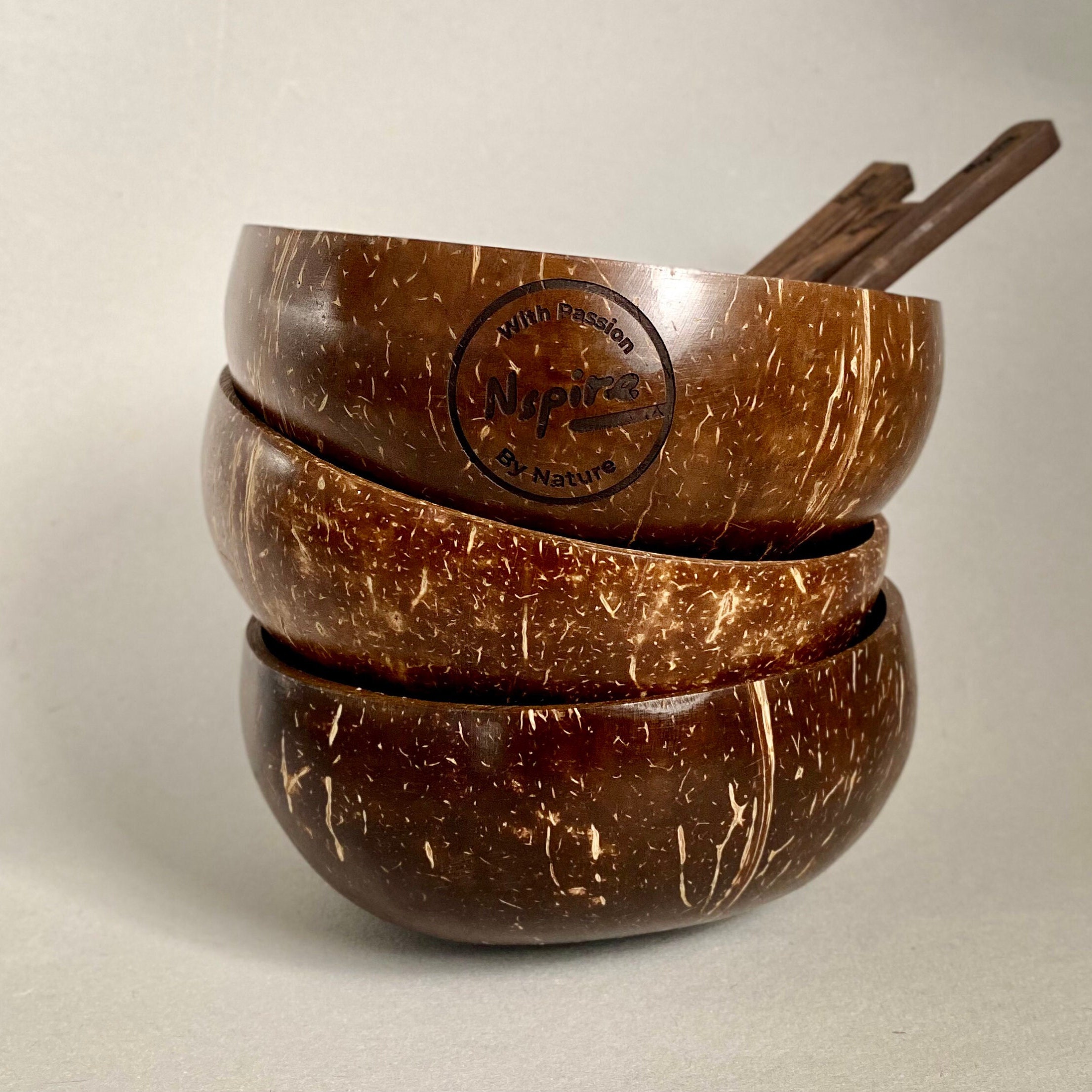 Handmade Coconut Shell Bowl & Spoon, Coco Shell 500 Ml, Natural ...