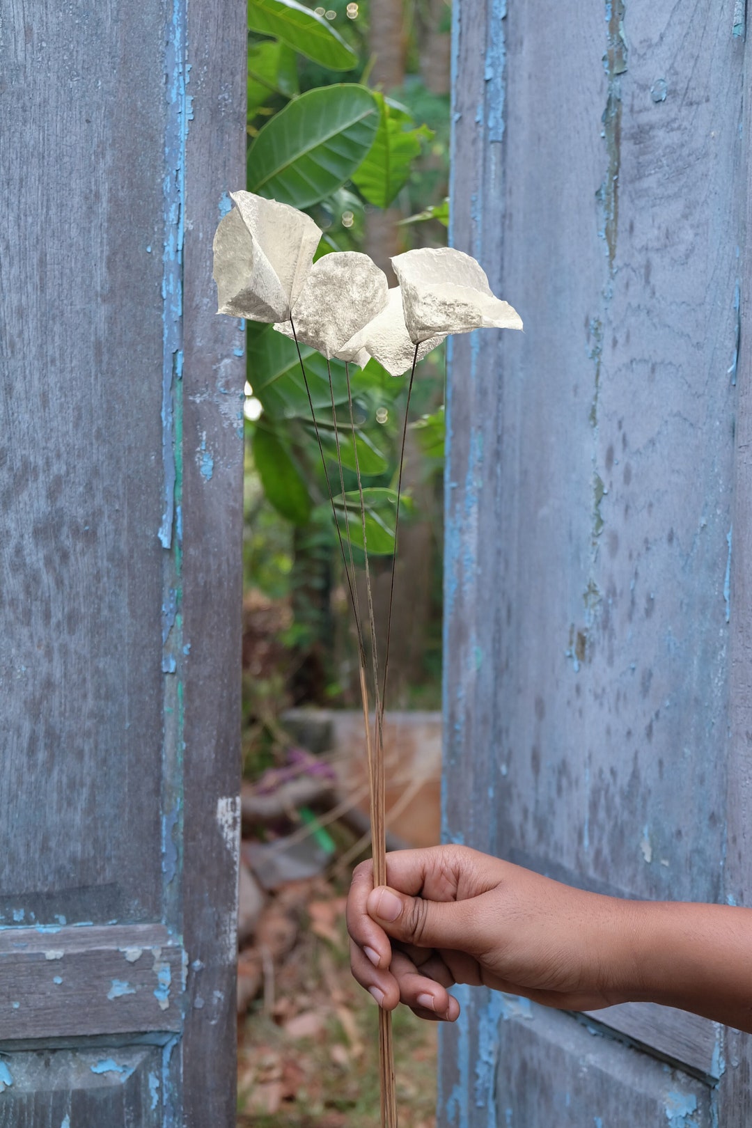 Long Stem Lotus Paper Mache Flower, Cotton Mache Flower Arrangement ...