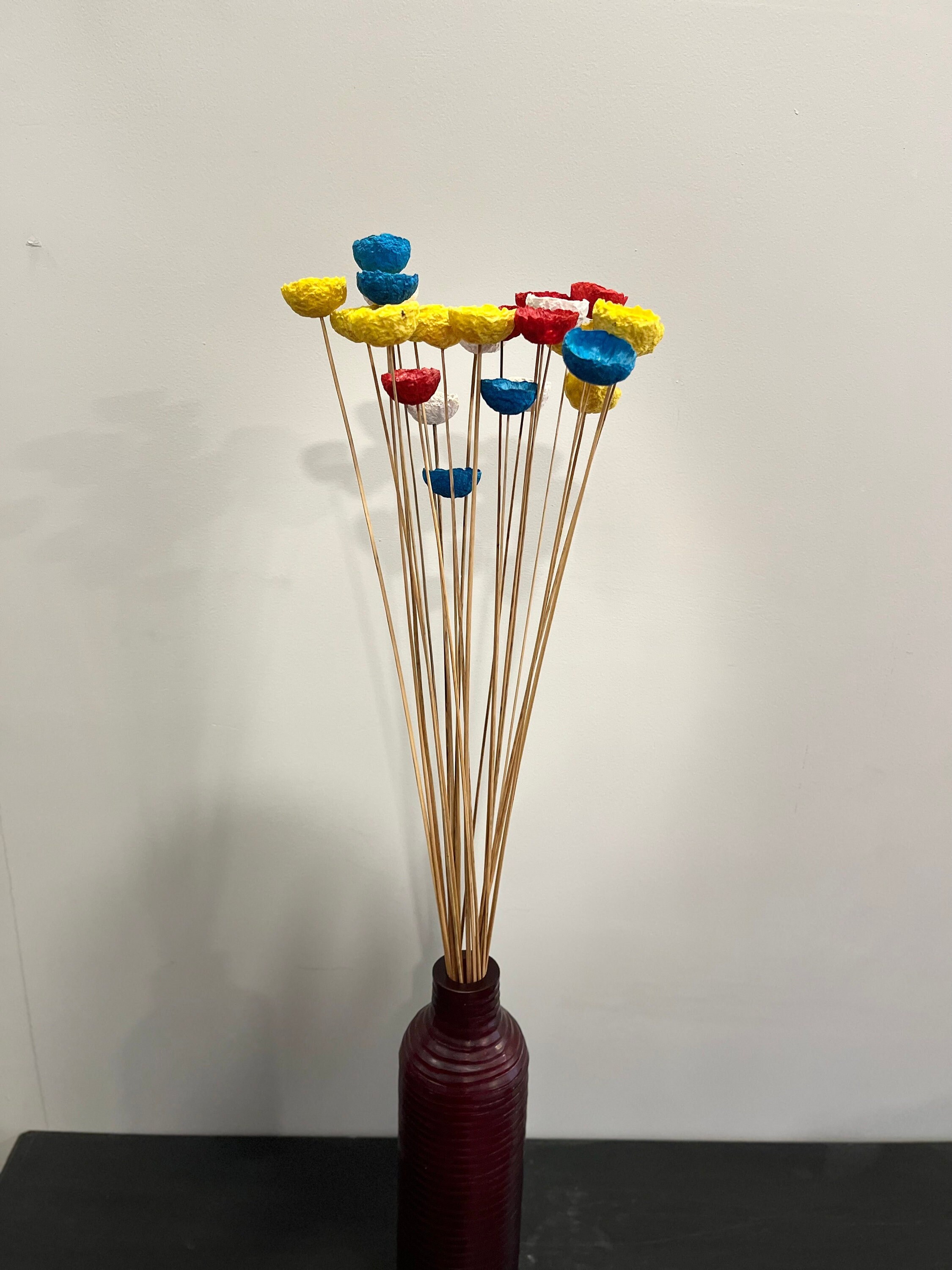 Long Stem Fairy Cup Paper Mache Flower, Cotton Mache Flower Arrangement ...