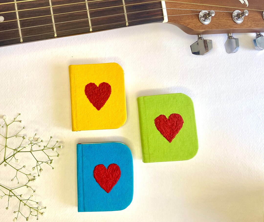 Handmade Mini Heart Diary, Writing Notebook, Recycled Handmade Paper ...