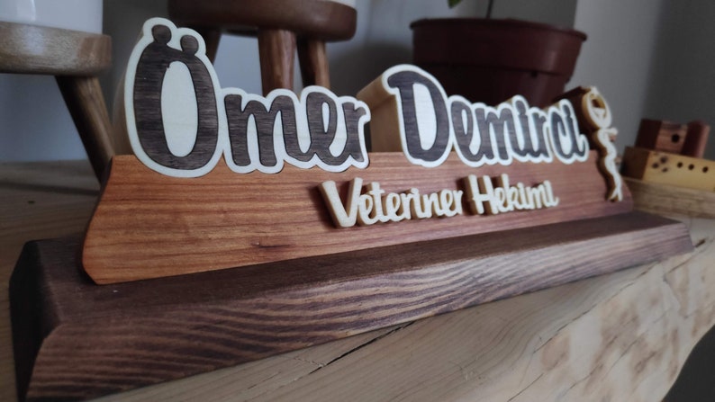 Wooden Table Name Plate Made With a Special Technique and - Etsy
