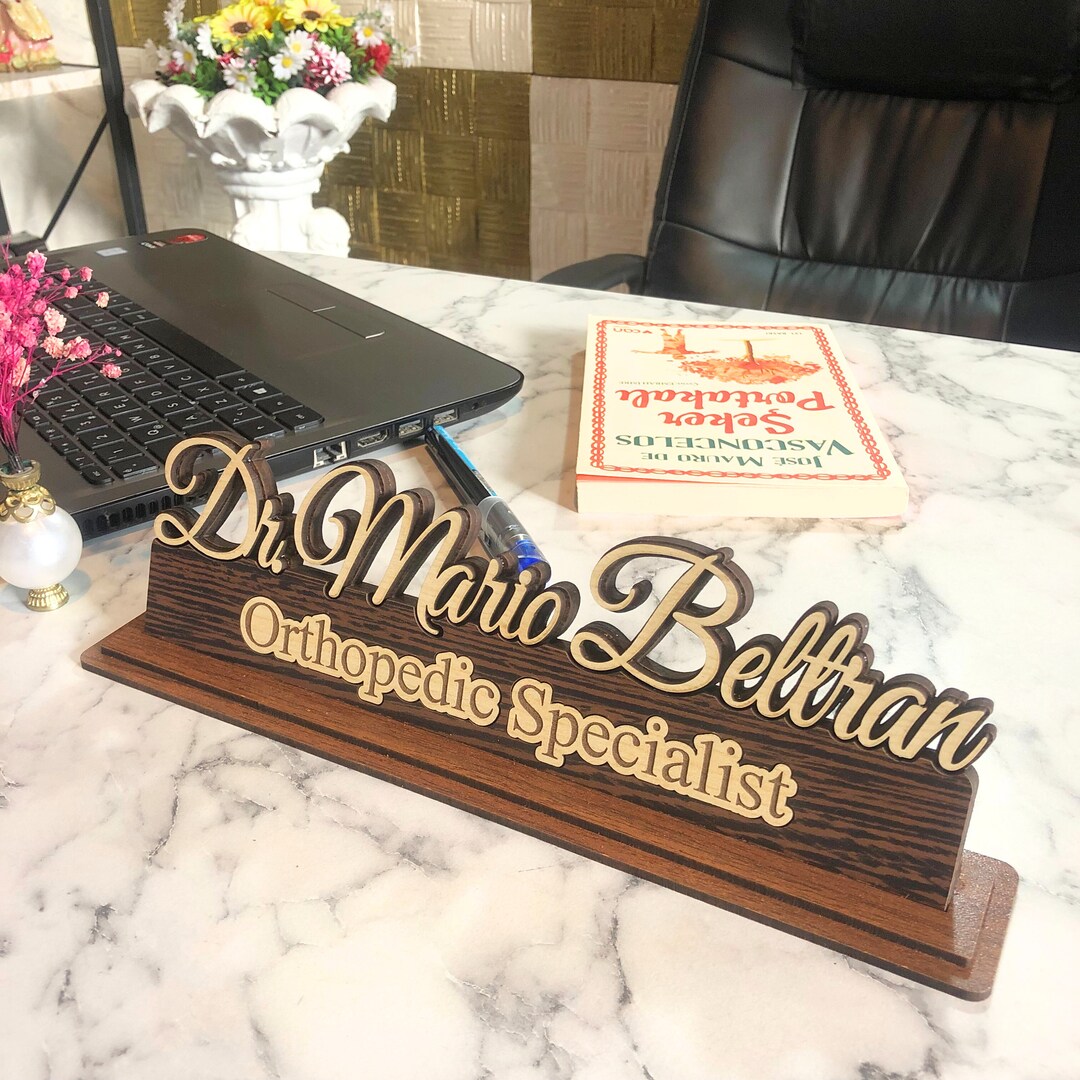 Minimalist Design Desk Name Plaque, Handmade Wooden Desk Name Plate ...