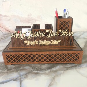 New Design Multi-feature Desk Name Plate With Drawer, Paper and ...