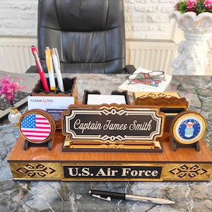 U.S. Army & Air Force Custom Desk Name Plate, All-in-one Personalized ...