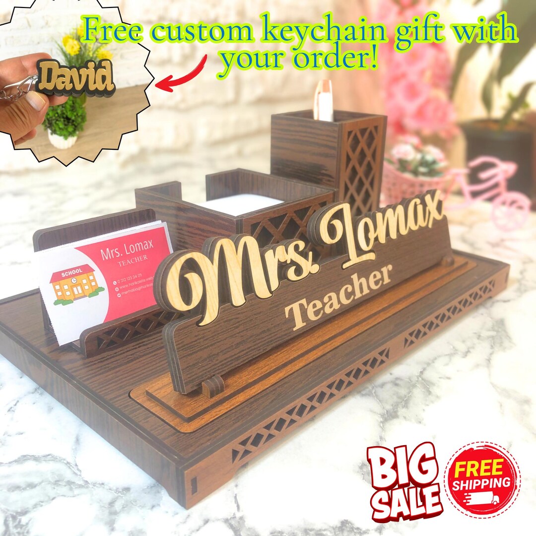 Personalized Teacher Desk Name Plate, Handmade Wooden Desk Sign, Custom ...