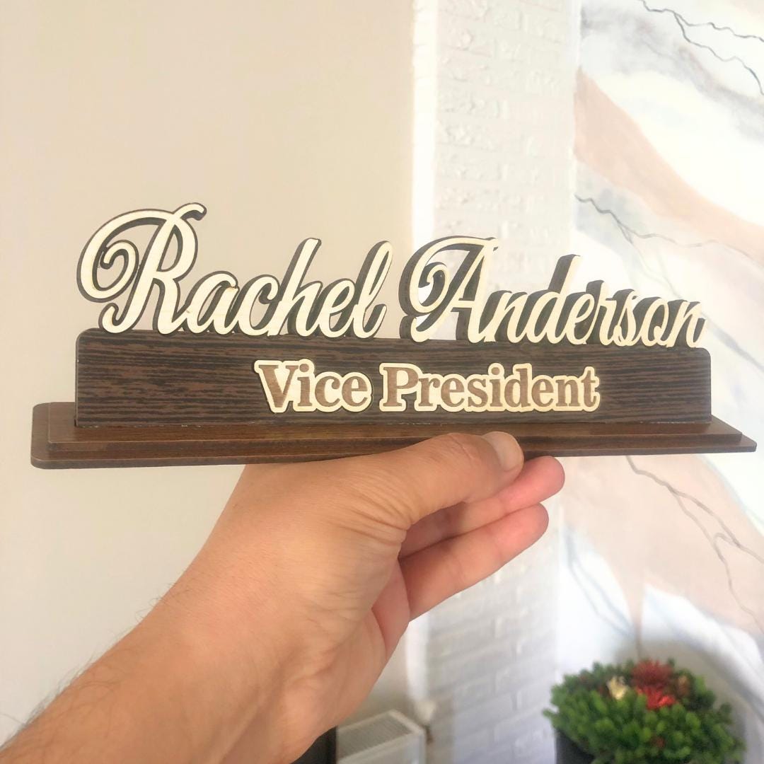 Personalized Handmade Desk Name Plate, Minimalist Design Table Name ...