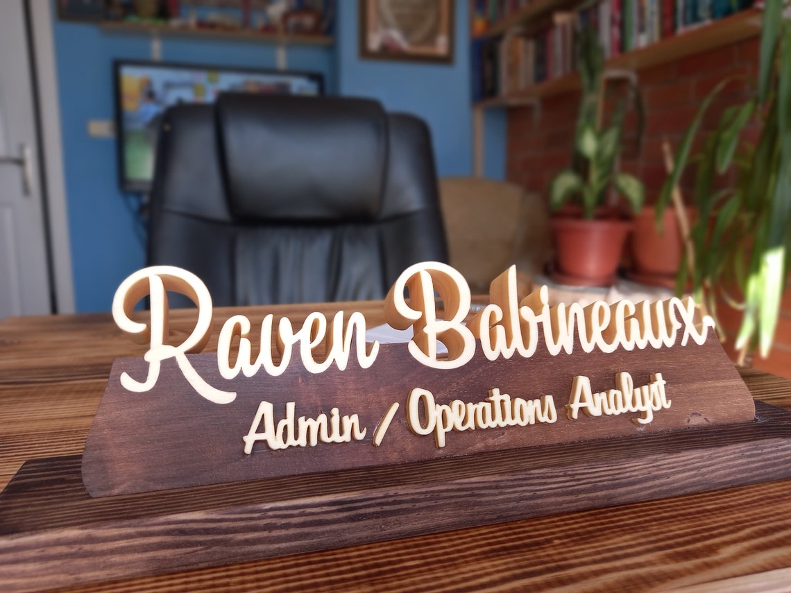 Personalized Wooden Desk Name Plate, Handmade Custom Design Table Name ...