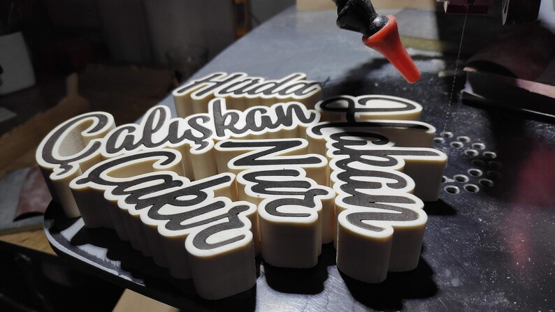 Wooden Table Name Plate Made With a Special Technique and - Etsy