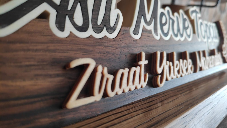 Wooden Table Name Plate Made With a Special Technique and - Etsy