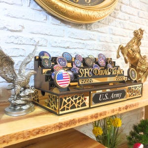 Military Coin Display Extra Large, With 2 Drawers for Extra Coin ...