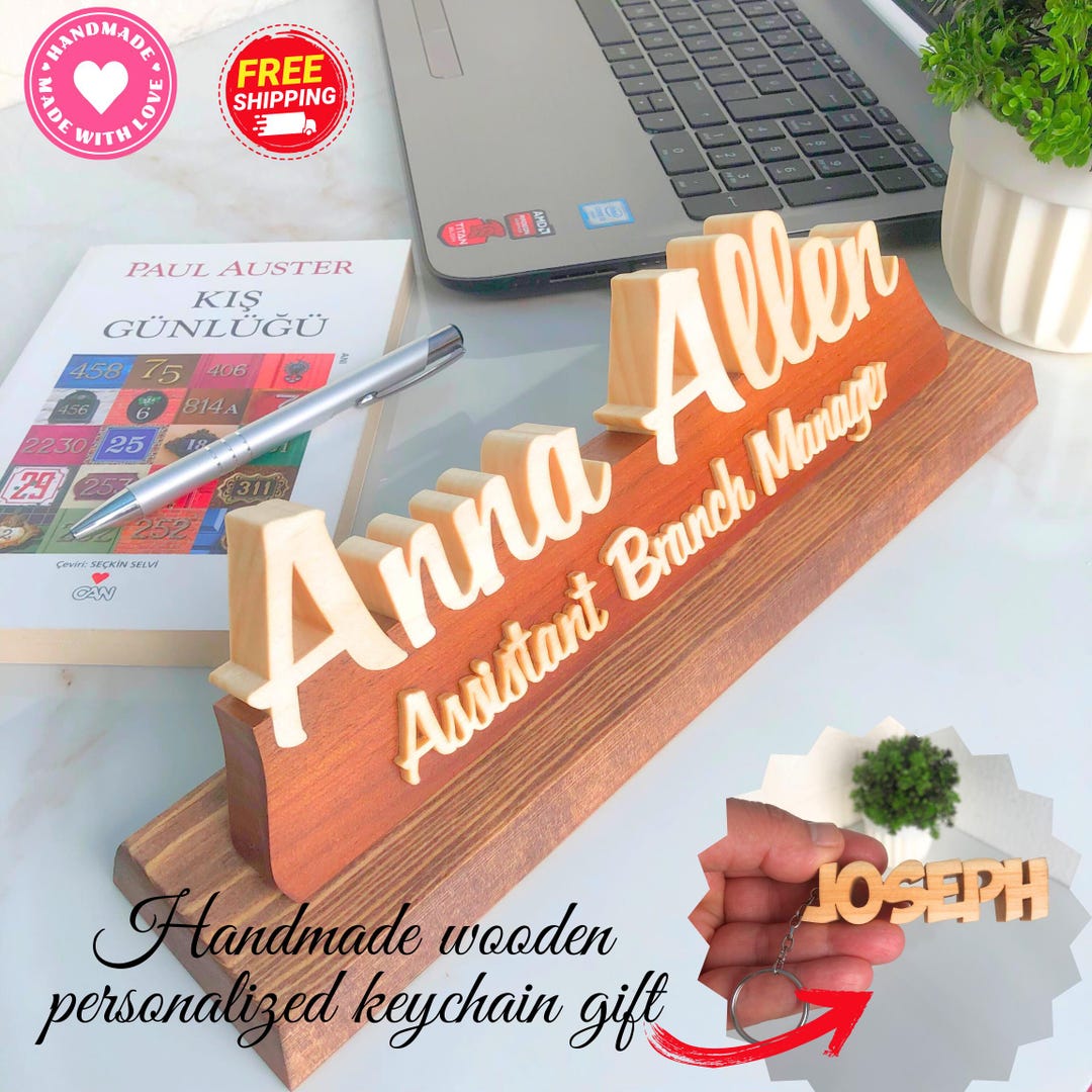 Rustic Personalized Wood Desk Plaque - Custom Name Plate for Office, an ...