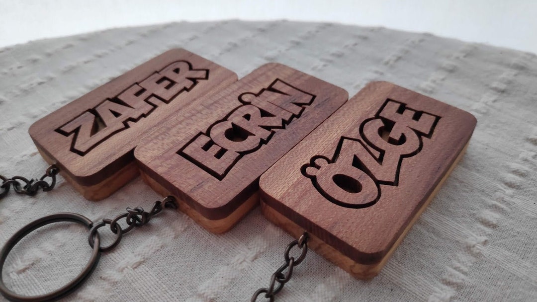 Minimalist Design Personalized Key Chain, Customized Natural Wood Key ...
