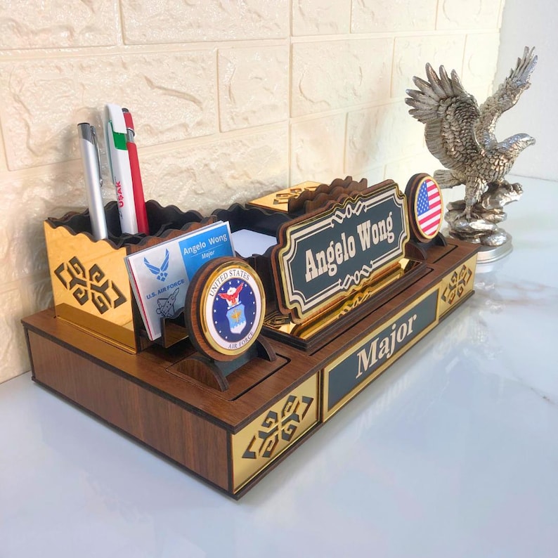 Personalized U.S. Army Wood Name Plate | Military Desk Organizer - Etsy