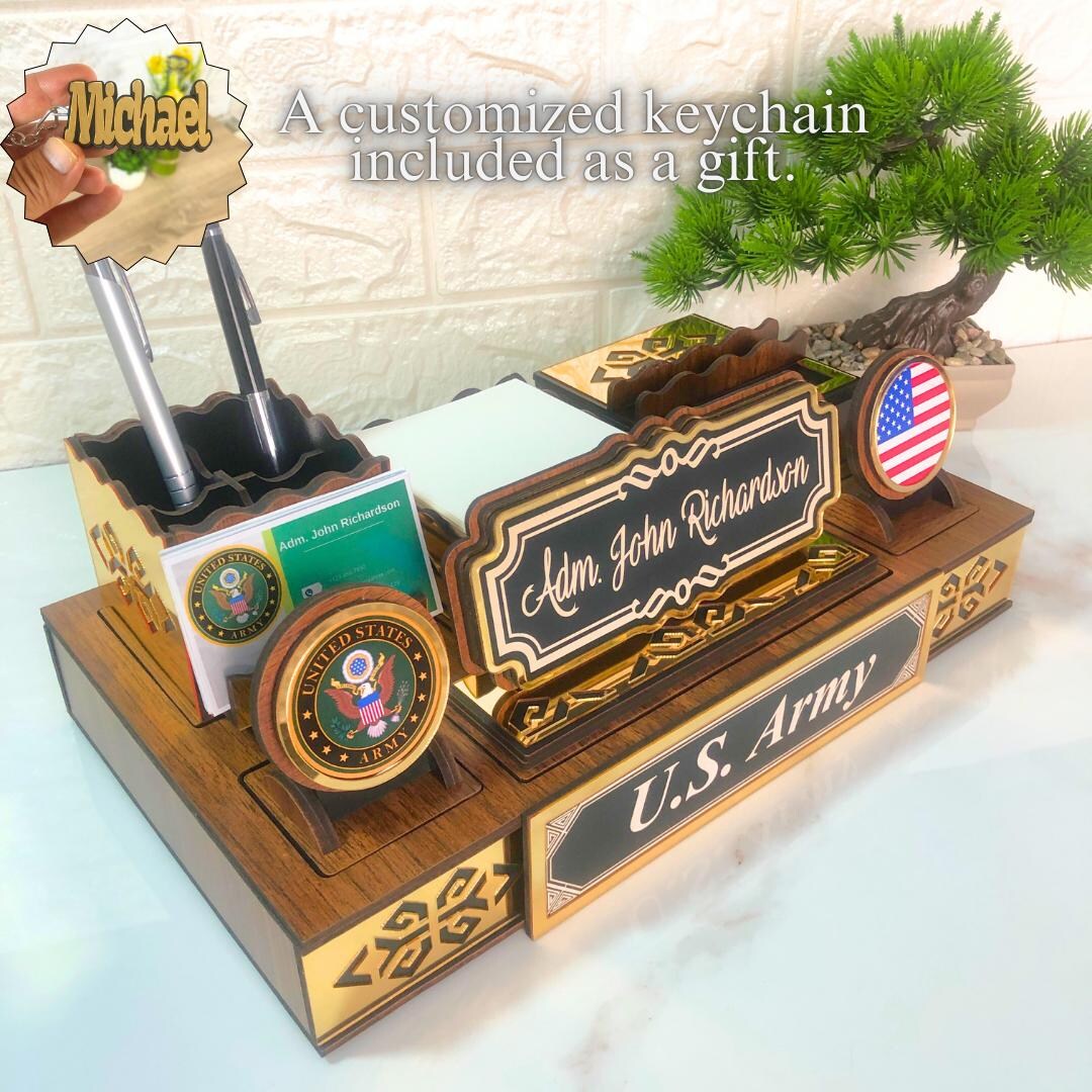 U.S Army Desk Accessory, Military Desk Name Plate With Logo, Desk Sign ...