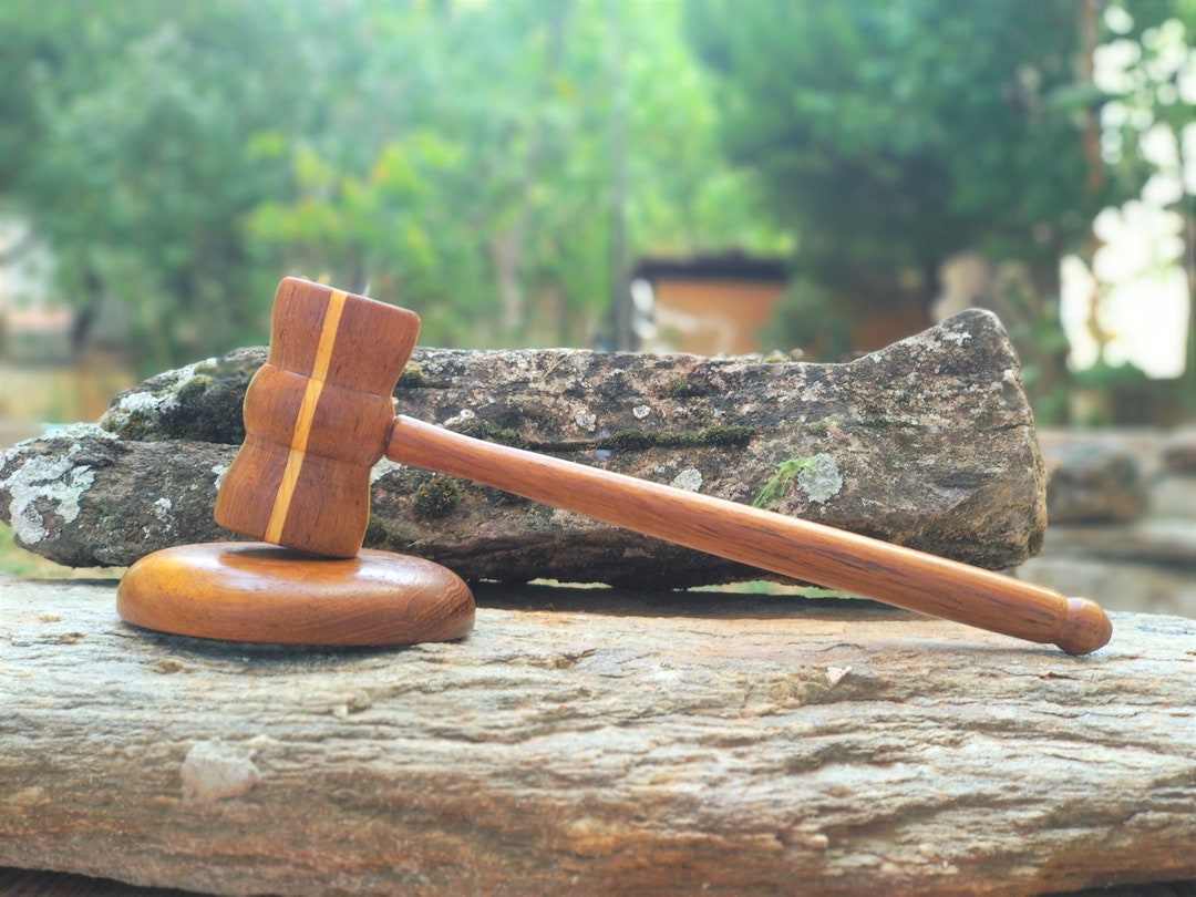 Handmade Wood Auction Hammer With Sound Block, Gifts for Lawyers ...