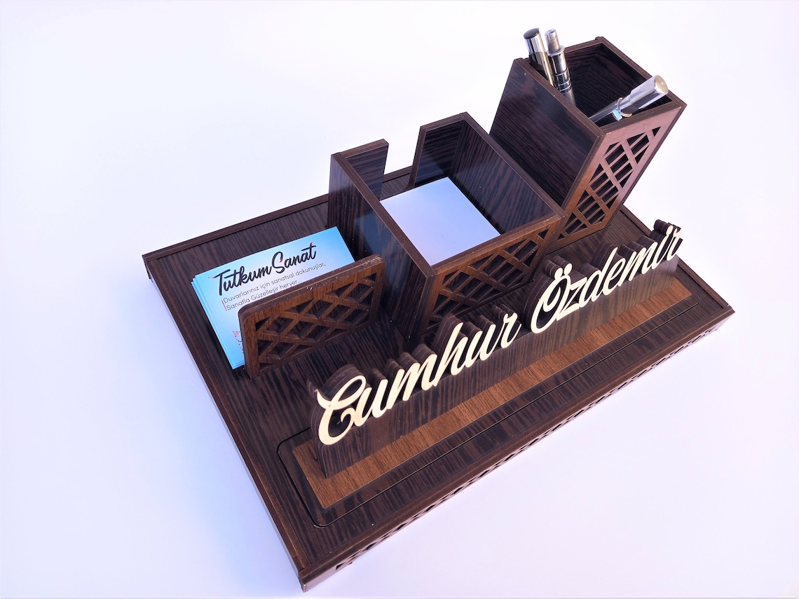 Desk Name Plate With Card and Pen Holder Name Plate for Desk | Etsy