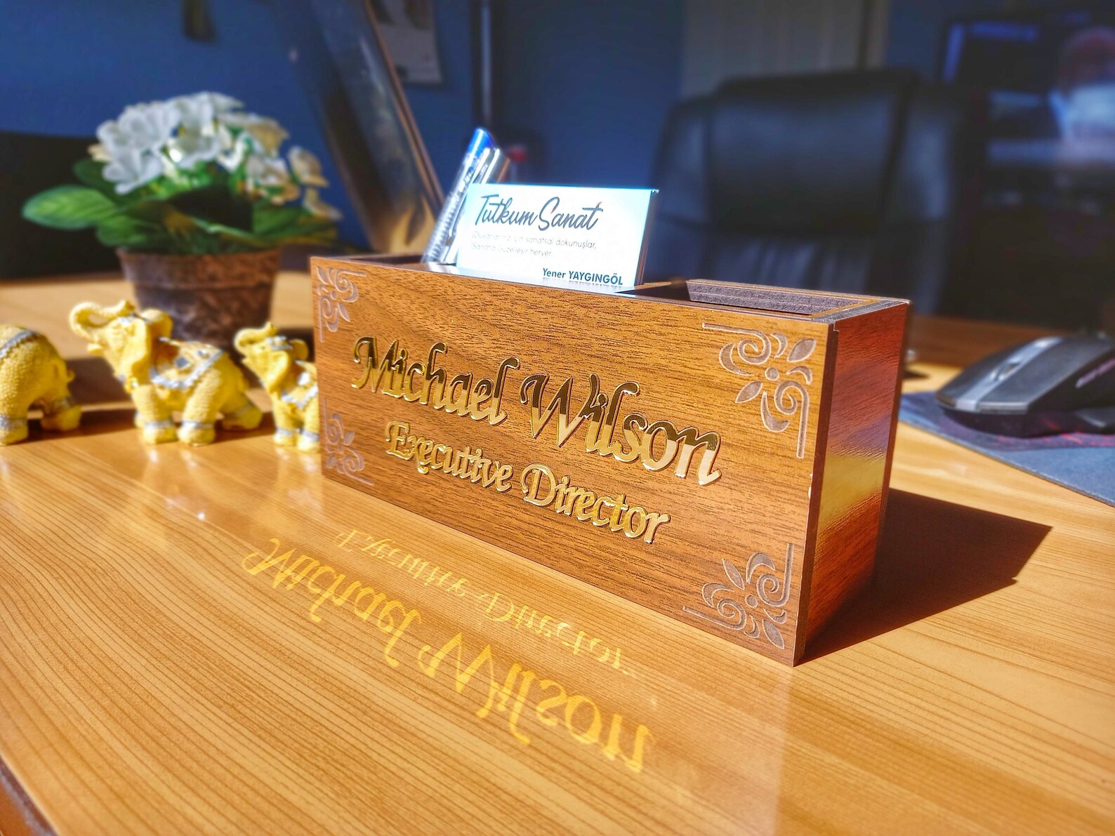 Custom Wood Desk Name Plate Original Design With Photo Holder - Etsy