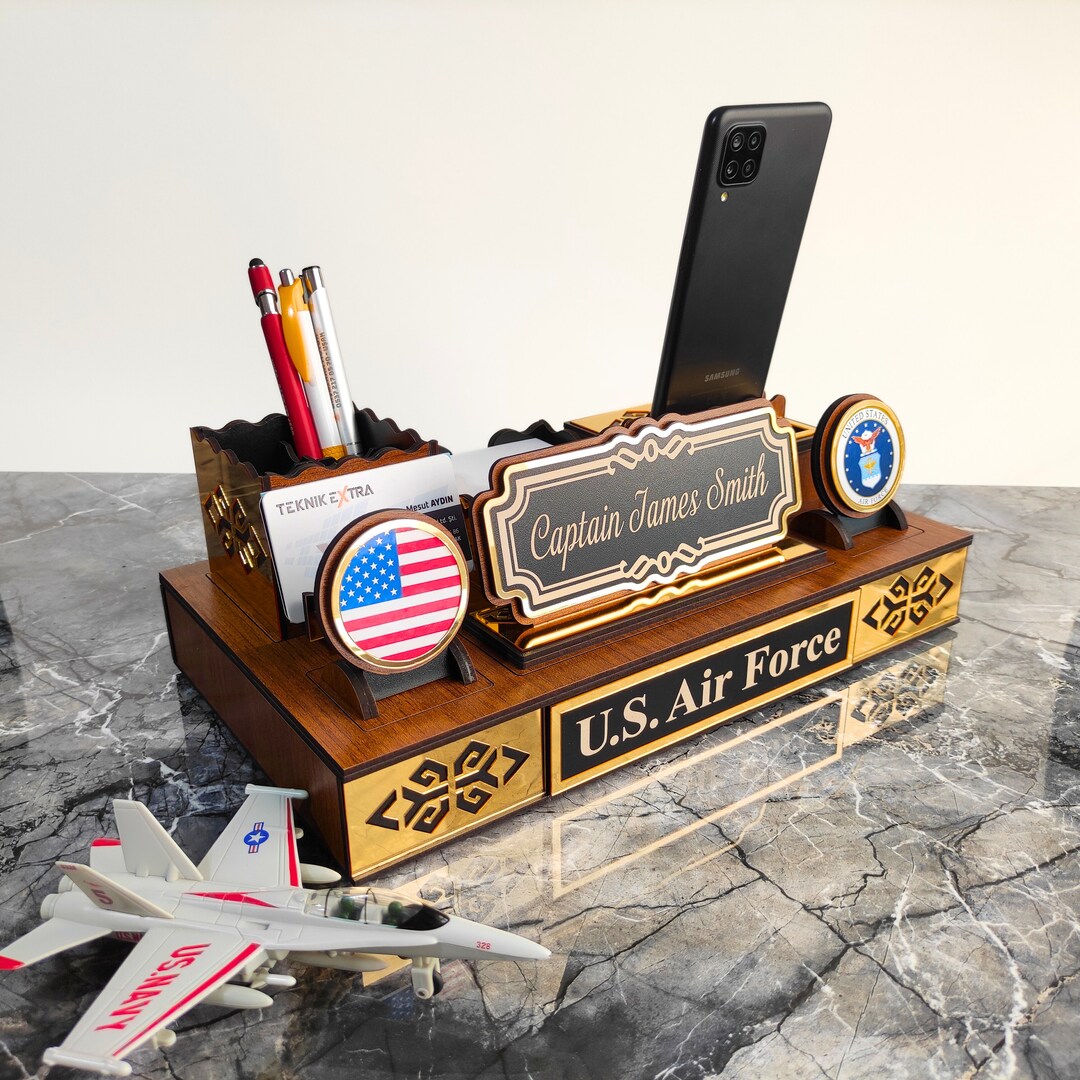 U.S. Army & Air Force Custom Desk Name Plate, All-in-one Personalized ...