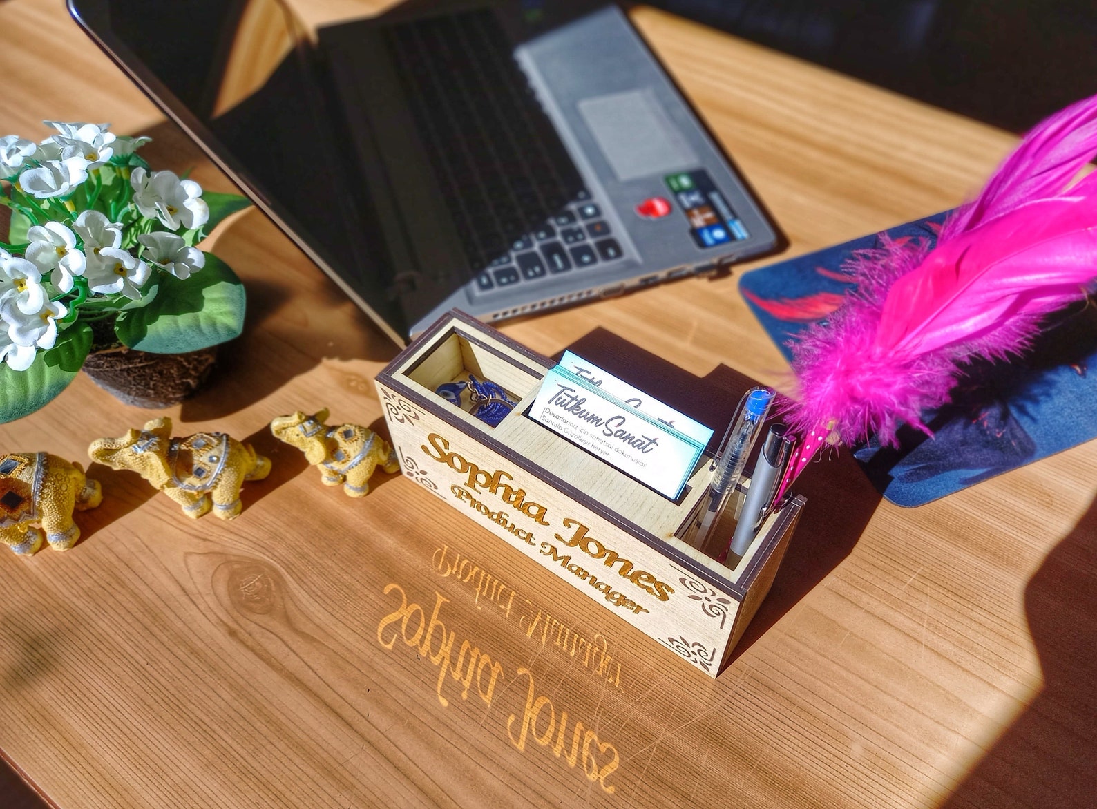 Personalized Desk Name Plate, Custom Desk Organizer, Wooden Desk ...