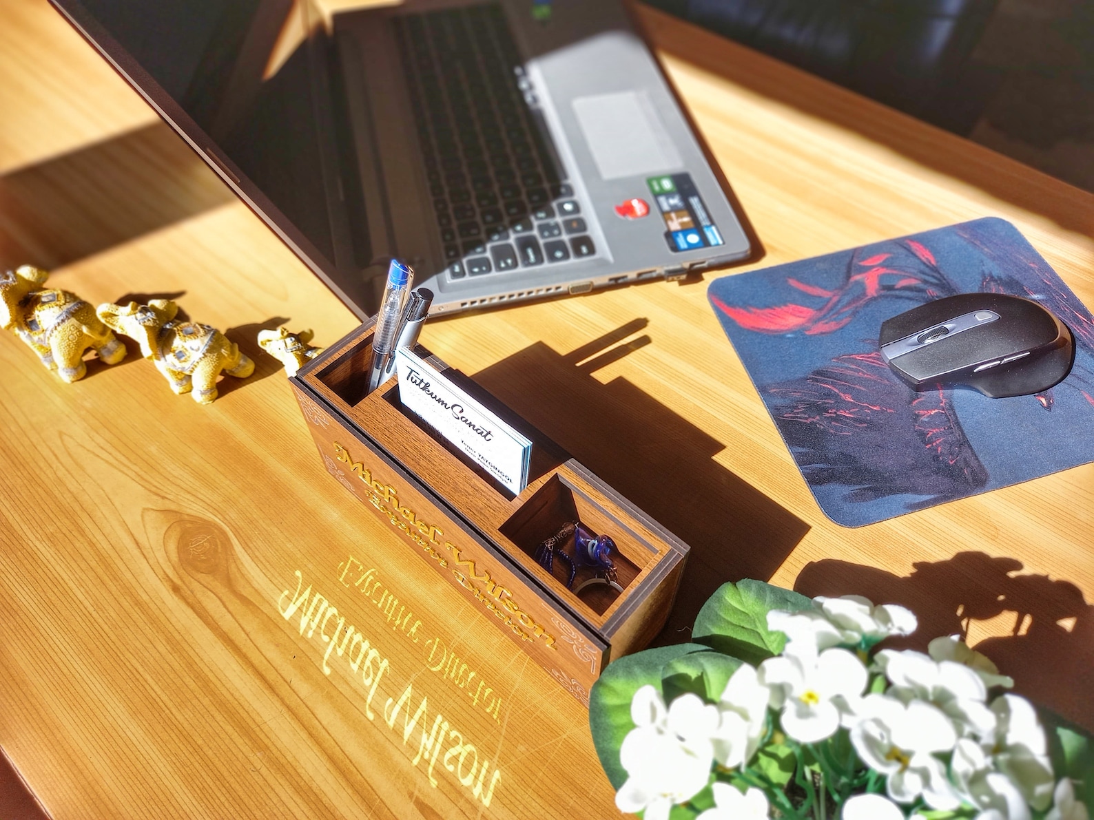 Custom Wood Desk Name Plate, Original Design With Photo Holder on the ...