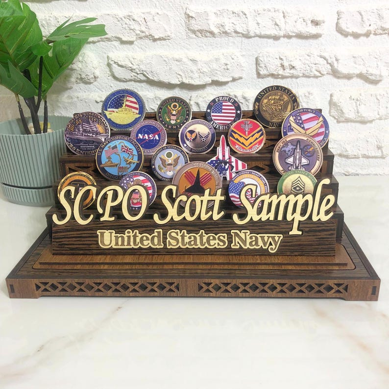 Personalized Military Coin Display, Wood Challenge Coin Case, Custom ...