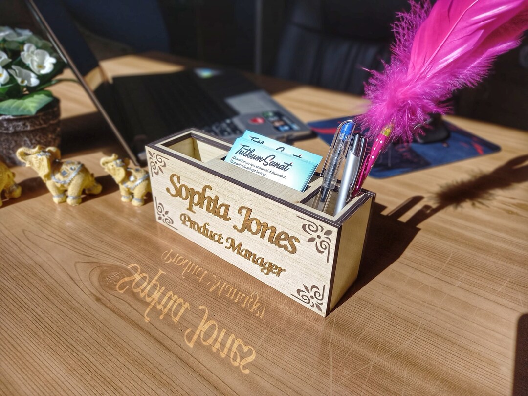 Personalized Desk Name Plate, Custom Desk Organizer, Wooden Desk ...