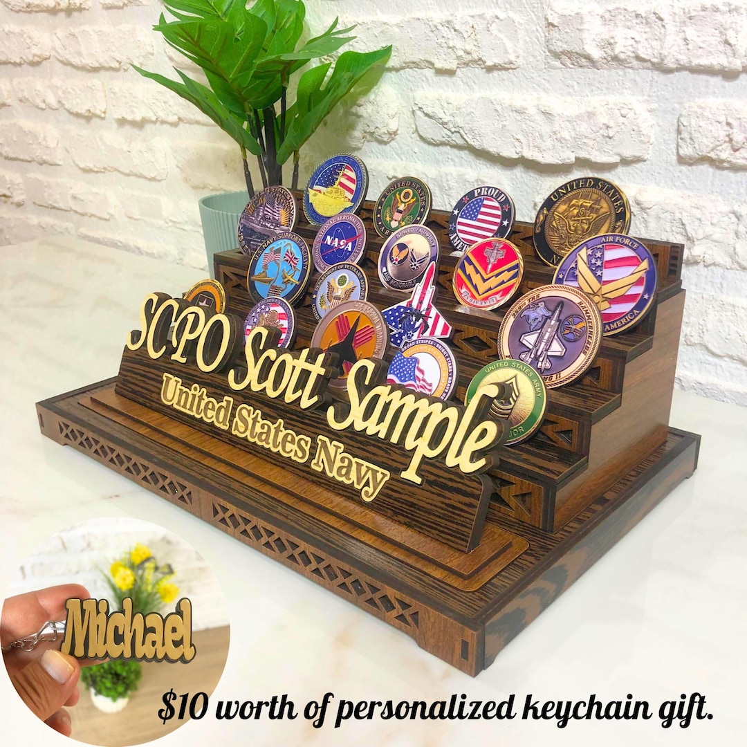 Personalized Military Coin Display, Wood Challenge Coin Case, Custom ...