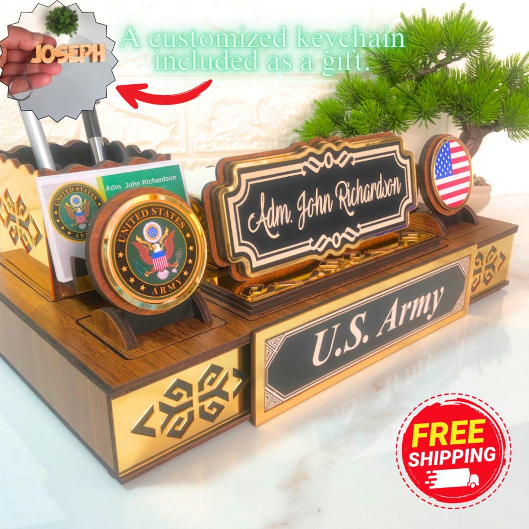 Personalized U.S. Army Desk Name Plate - Custom Military Table Sign ...