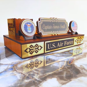 U.S. Army & Air Force Custom Desk Name Plate, All-in-one Personalized ...