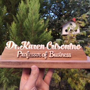 Personalized Natural Wood Desk Name Plate, Graduate Nameplate, Custom ...