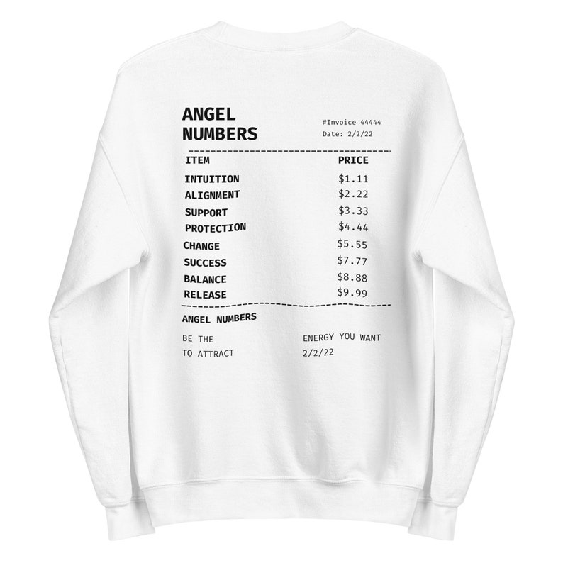 Angel Numbers Sweatshirt Receipt Hoodie Trendy Sweatshirt - Etsy