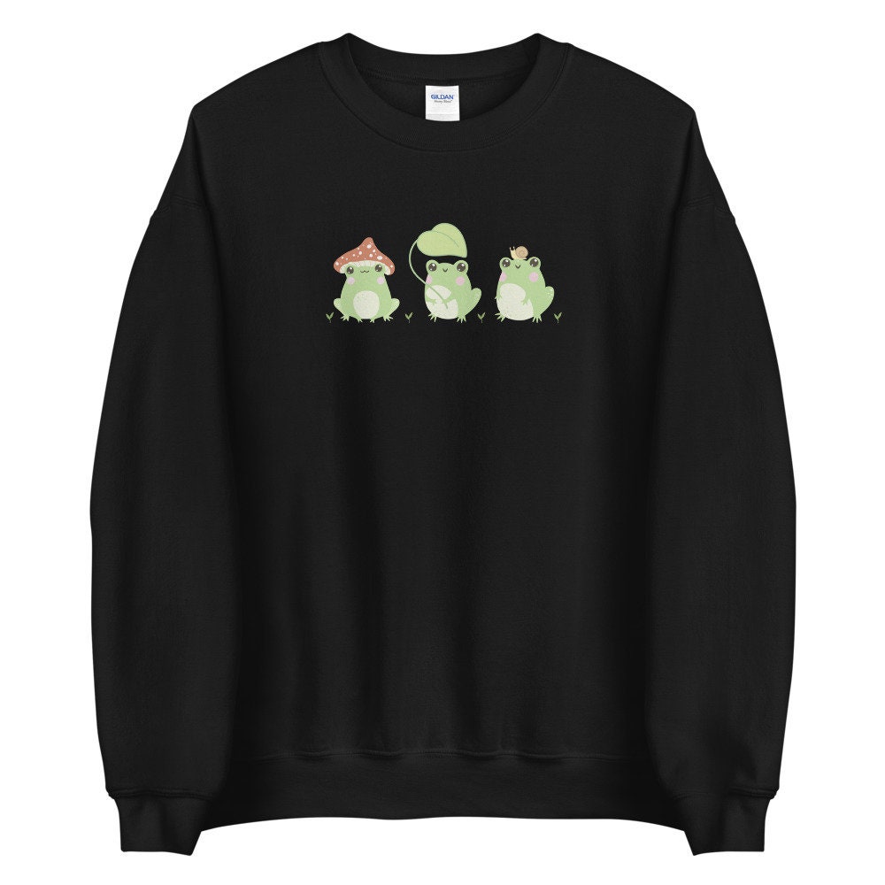 Frog Hoodie Kawaii Frog Sweatshirt Cute Mushroom Frog Hoodie Etsy