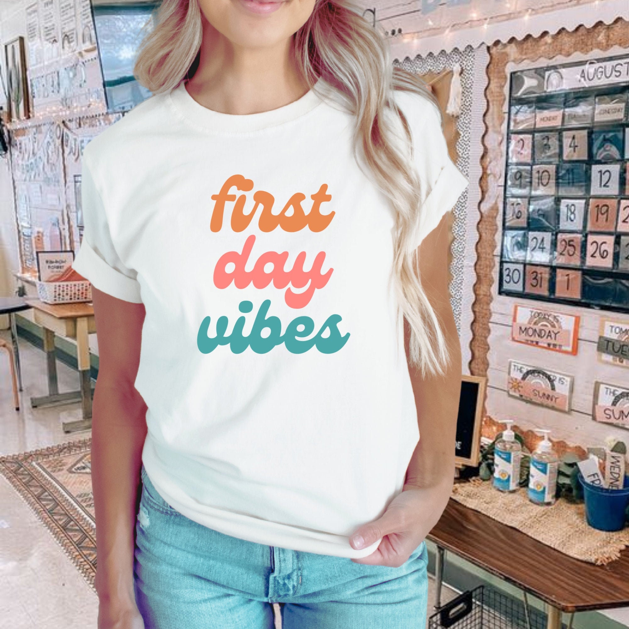 First Day Vibes Teacher Shirt First Day of School Teacher - Etsy