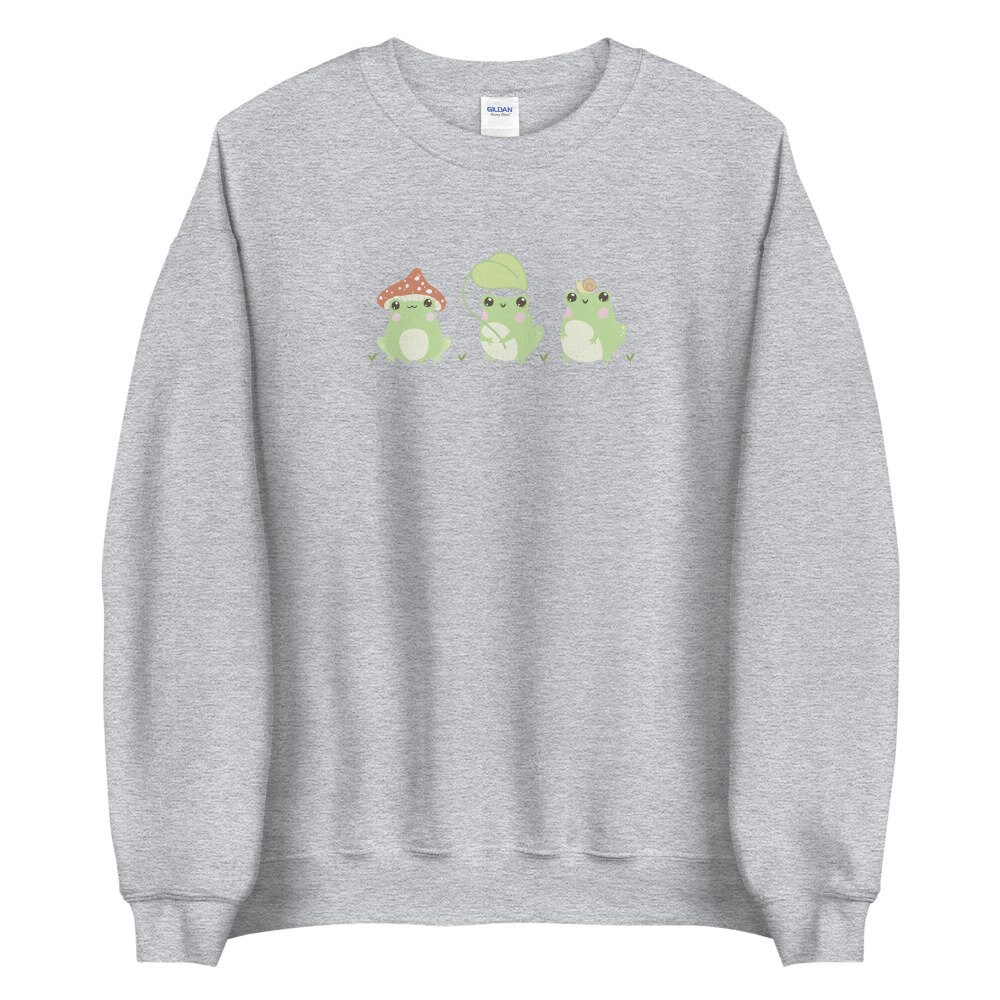 Frog Hoodie Kawaii Frog Sweatshirt Cute Mushroom Frog Hoodie Etsy