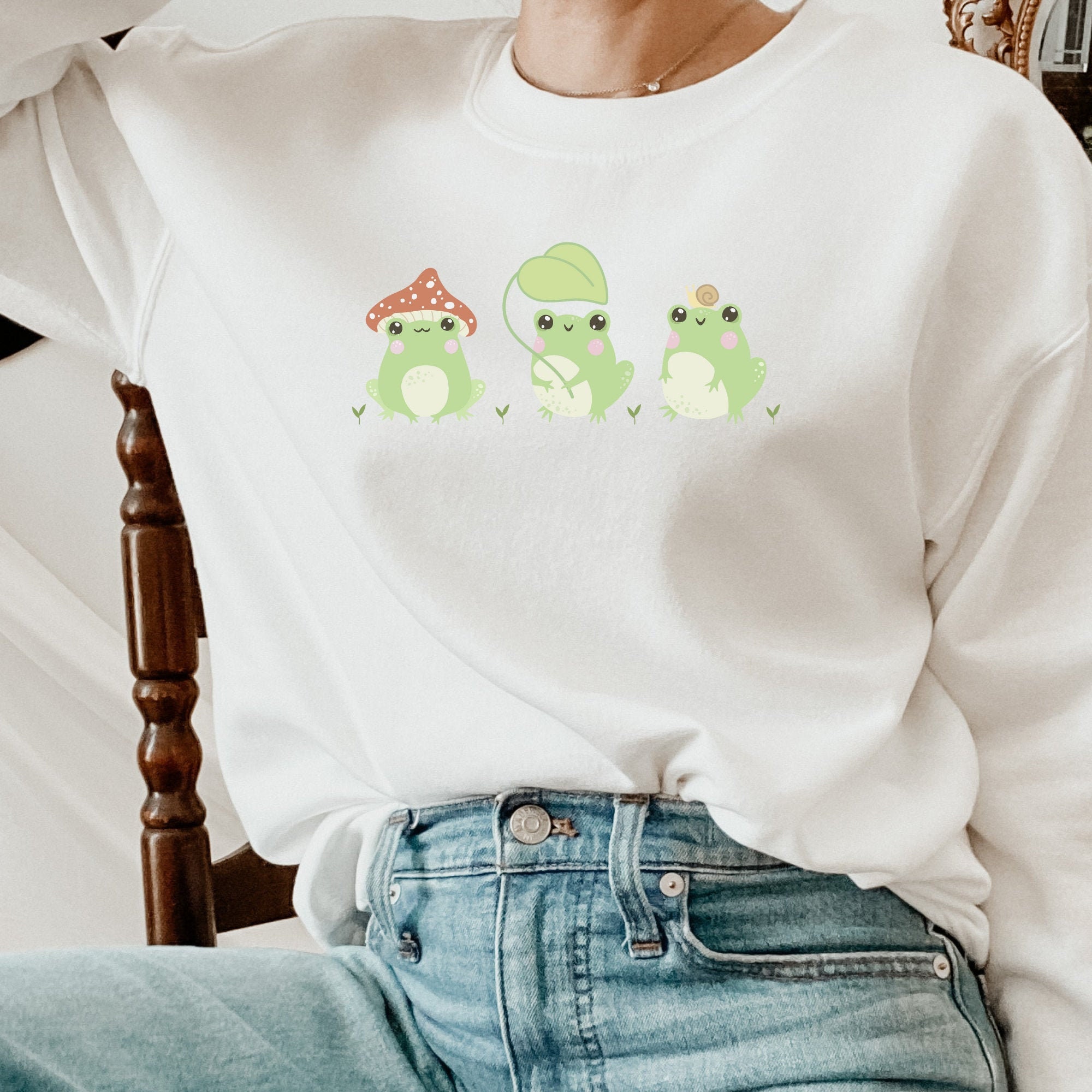 Frog Hoodie Kawaii Frog Sweatshirt Cute Mushroom Frog Hoodie Etsy