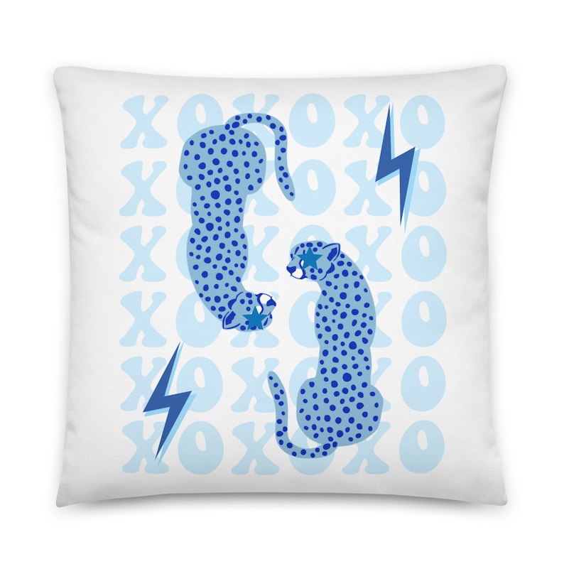 Preppy Pillows Blue Preppy Pillow Cheetah Pillow XOXO Pillow - Etsy