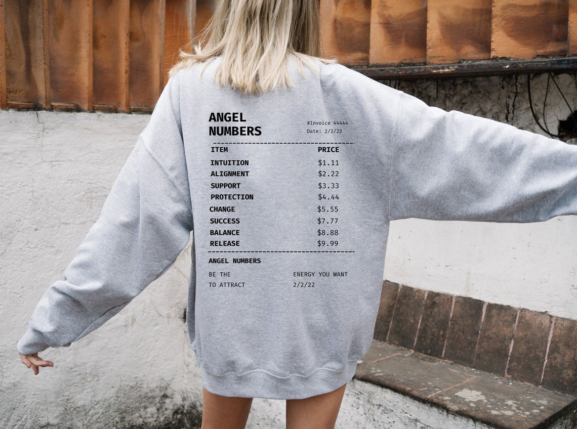 Angel Numbers Sweatshirt Receipt Hoodie Trendy Sweatshirt - Etsy