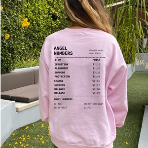 Angel Numbers Sweatshirt Receipt Hoodie Trendy Sweatshirt Aesthetic ...