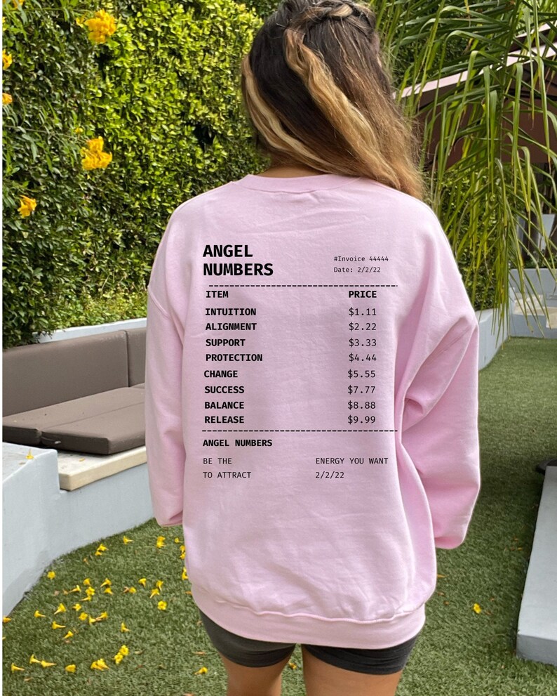 Angel Numbers Sweatshirt Receipt Hoodie Trendy Sweatshirt - Etsy