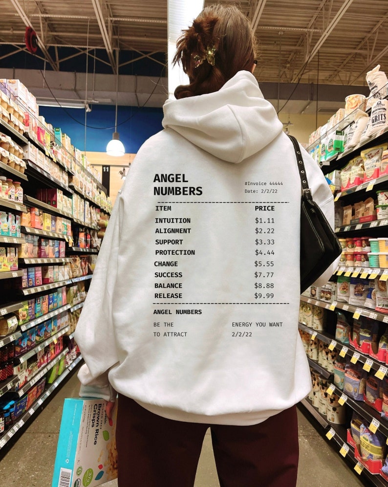 Angel Numbers Hoodie Receipt Hoodie Trendy Hoodie Aesthetic - Etsy