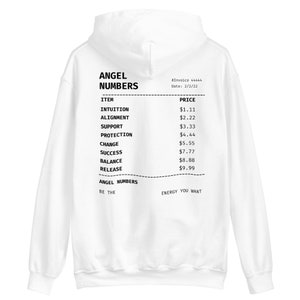 Angel Numbers Hoodie Receipt Hoodie Trendy Hoodie Aesthetic Hoodie ...