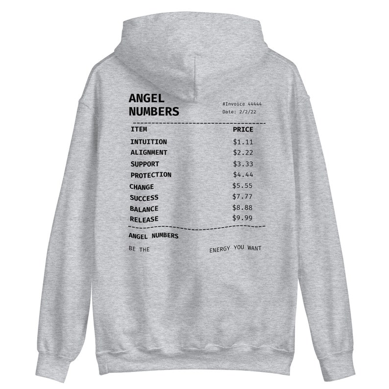 Angel Numbers Hoodie Receipt Hoodie Trendy Hoodie Aesthetic - Etsy
