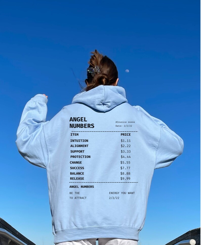 Angel Numbers Hoodie Receipt Hoodie Trendy Hoodie Aesthetic - Etsy