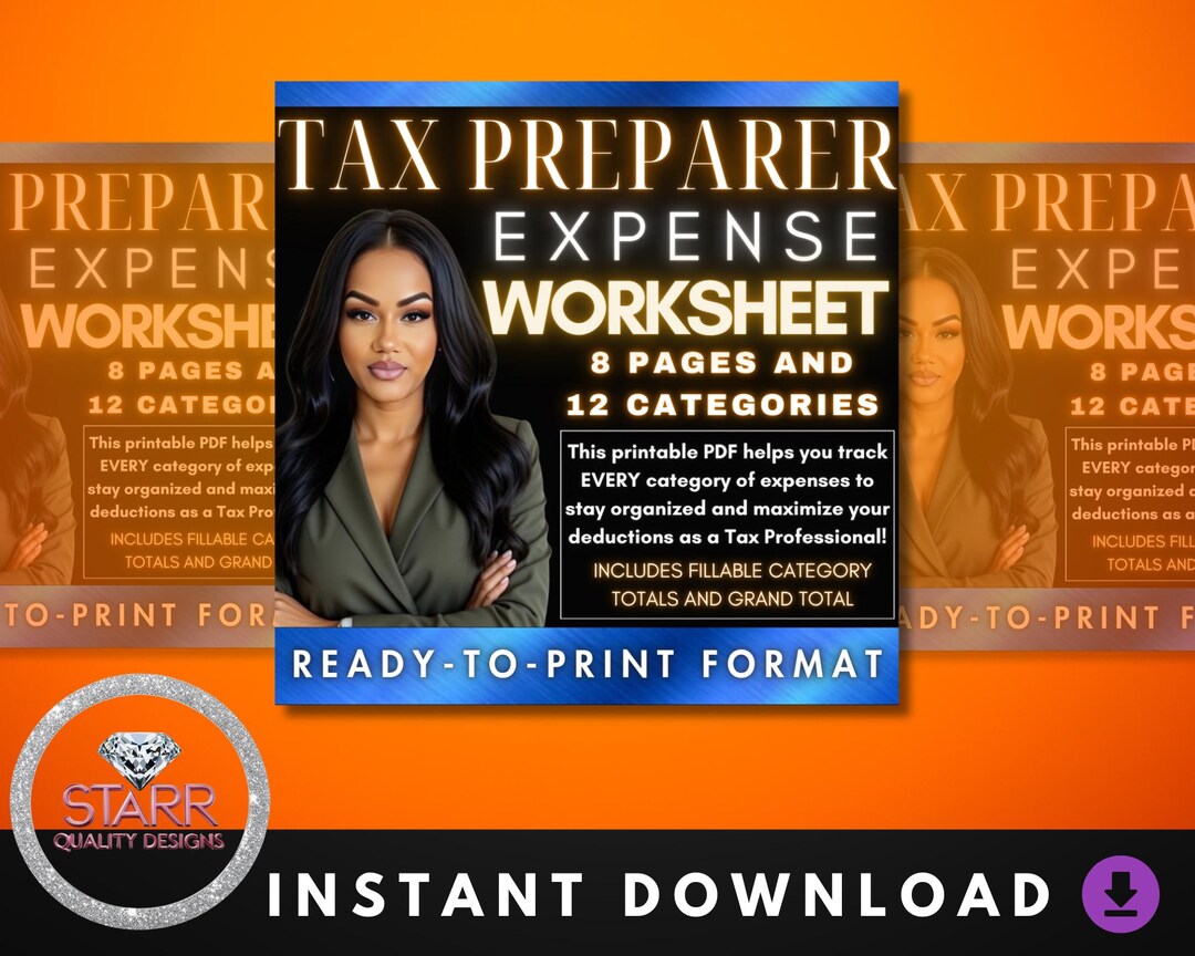 Tax Preparer Expense Worksheet. 8 PAGES & 12 CATEGORIES! Plus Fillable ...