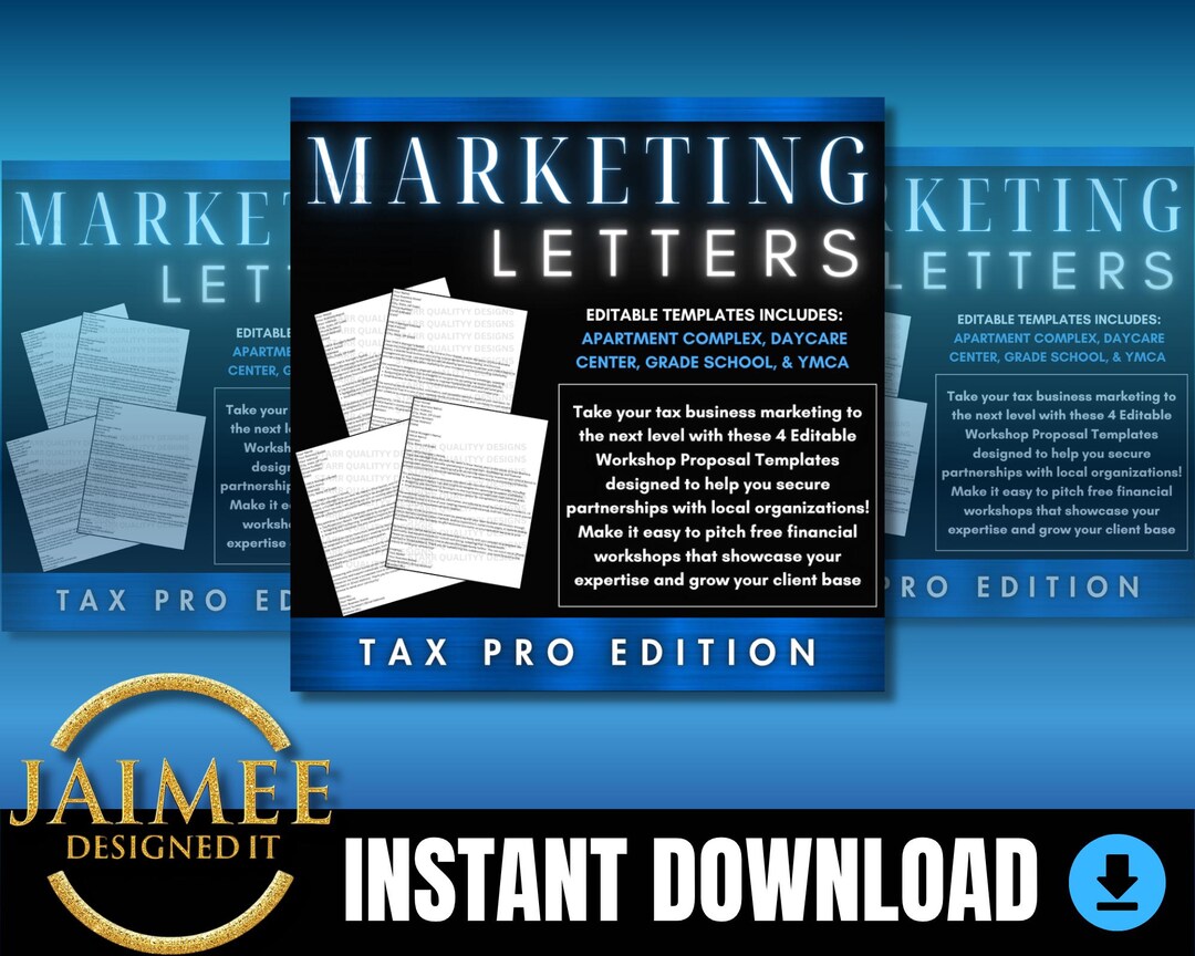 MARKETING Letters for Tax Pros, Apartment Complex, Daycare Center, YMCA ...