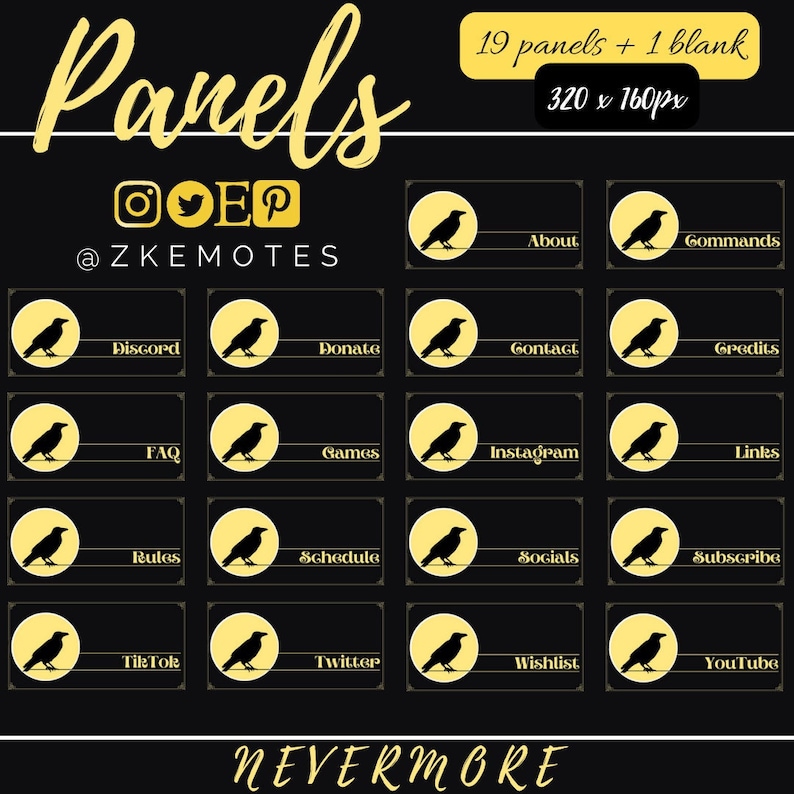 Raven Gothic Twitch Panels, Bird Stream Overlays (digital Download) - Etsy
