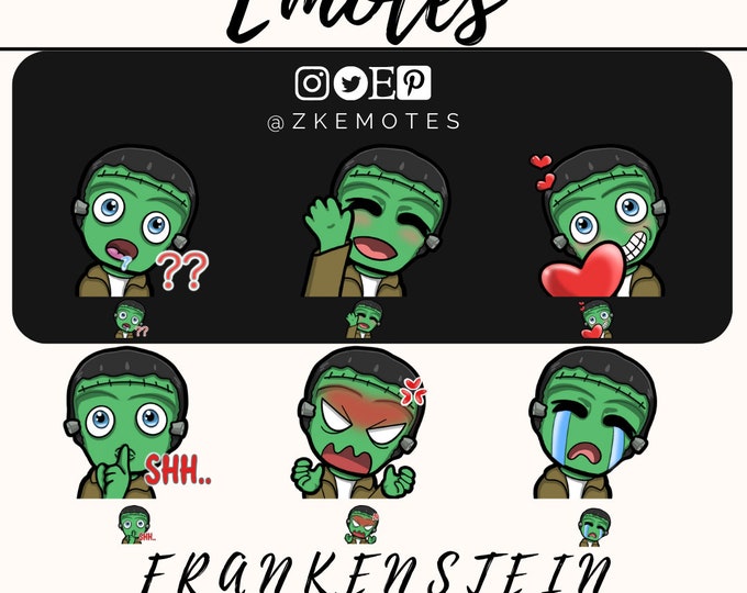 Frankenstein Twitch Emotes, Halloween Stickers (digital Download) - Etsy
