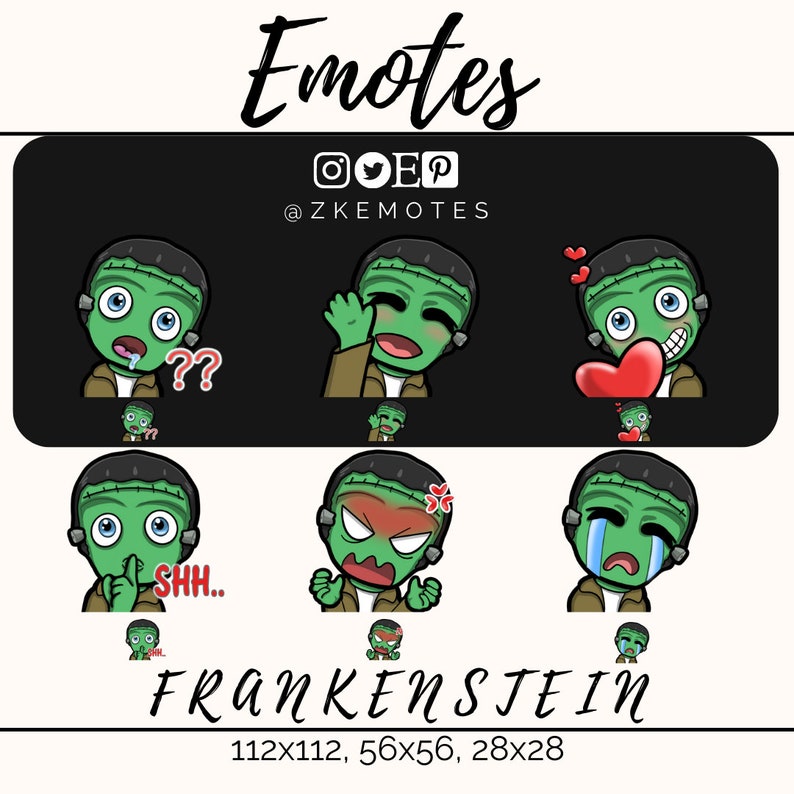 Frankenstein Twitch Emotes, Halloween Stickers (digital Download) - Etsy