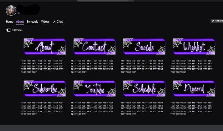 Spider Web Panels, Twitch Panels, Halloween Panels, Black and Purple ...
