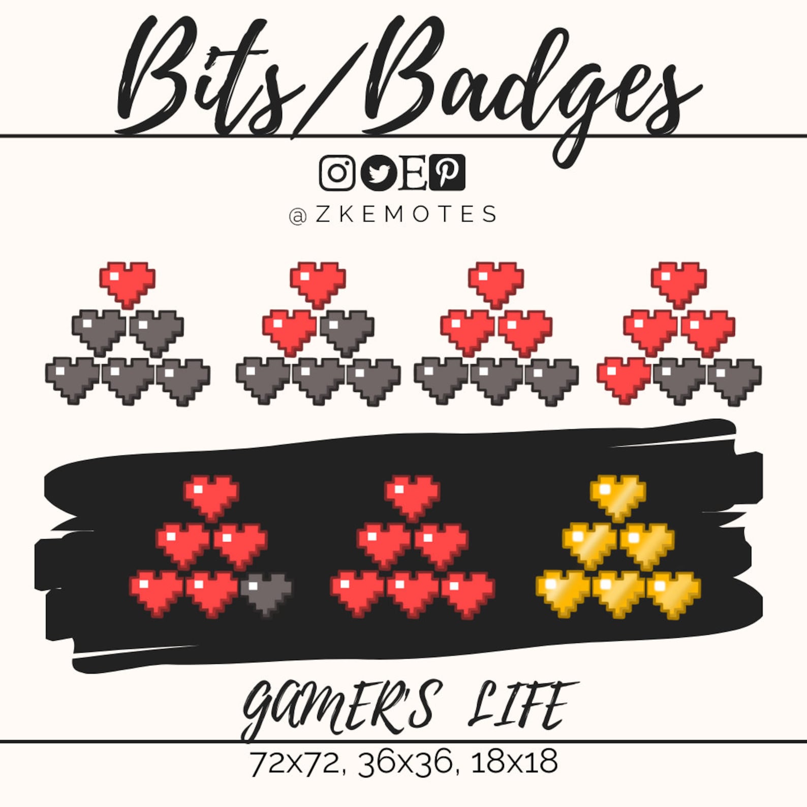 Gaming Hearts Badge, Heart Badges, Twitch Badges, Twitch Sub Badges ...